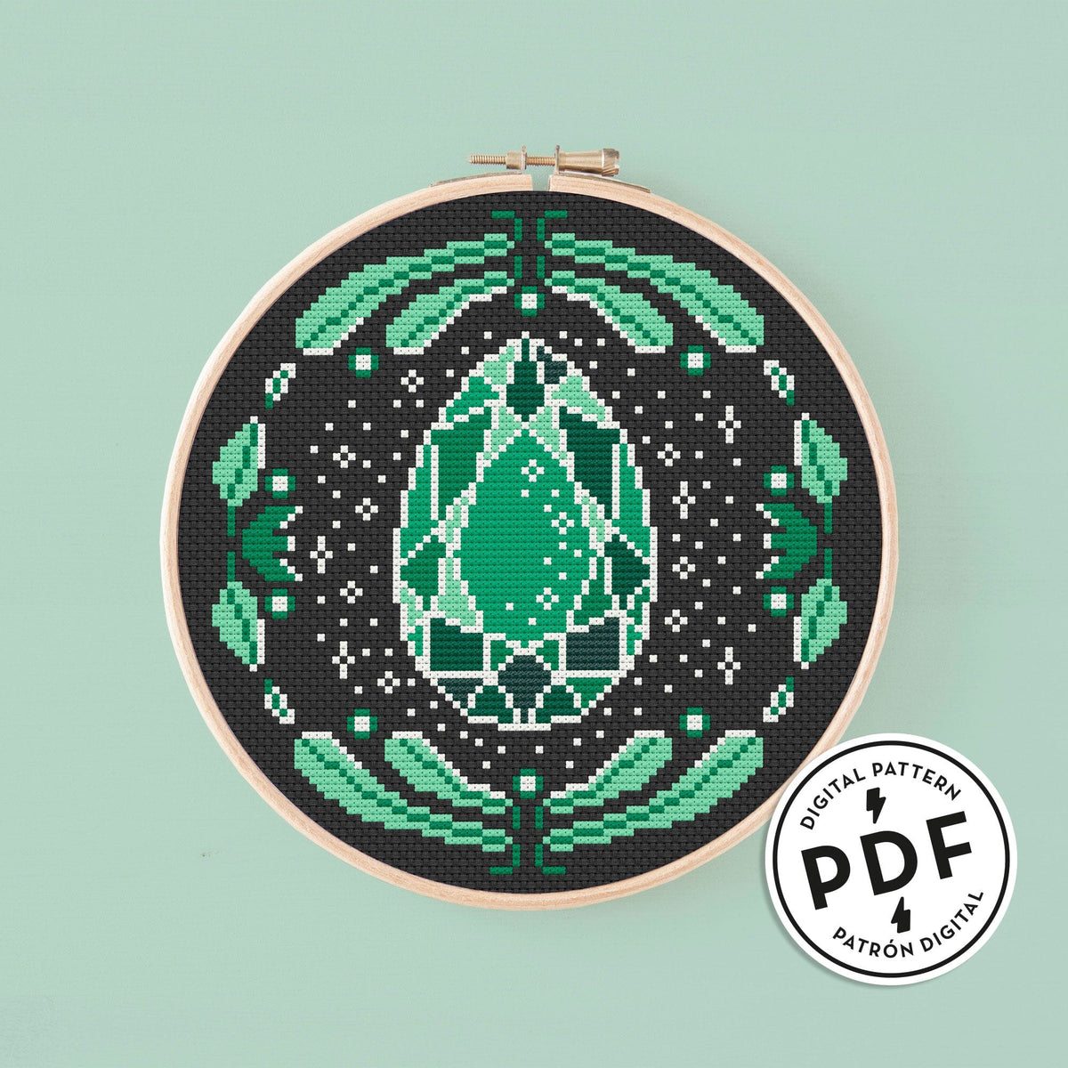 Cross Stitch Pattern | Emerald Green Jewel | Una Buena Pieza ...